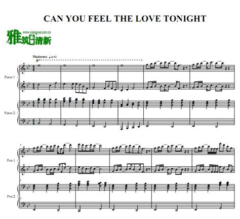 Can You Feel The Love Tonight 狮子王主题曲四手联弹钢琴谱