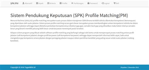 source code spk metode profile matching dengan php
