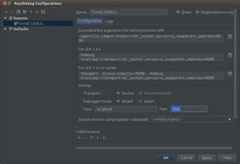 to start debugging your tomee