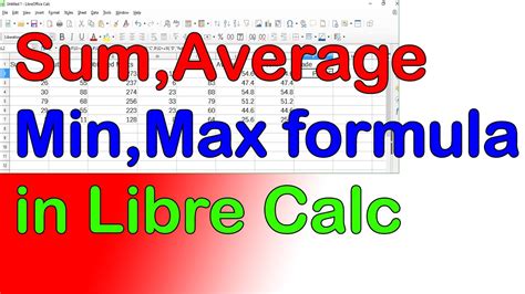 how to use sum min max and average and percent formula in