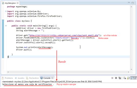 selenium how to test popup alert message in selenium