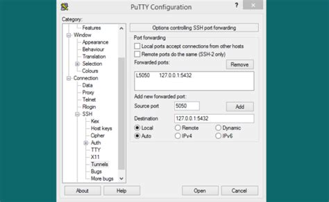 how to set up ssh tunnel with putty tecadmin