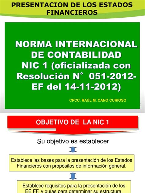 Nic 1 Presentacion De Estados Financieros Normas Internacionales De