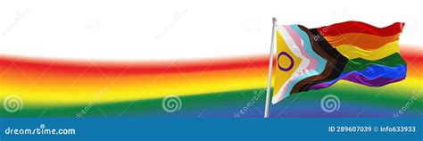 Lgbtq Progress Pride With Intersex Inclusion Flag Waving At Colorful