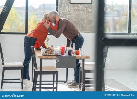 Man Hugging His Wife While Anniversary Celebration Stock Image Image
