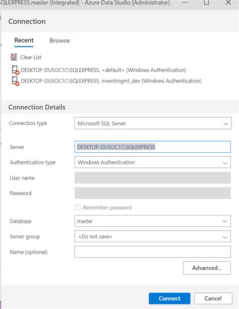 cannot connect to sql server sqlexpress on uwp stack overflow