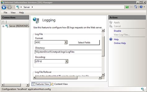 default log file settings for web sites the official microsoft iis site