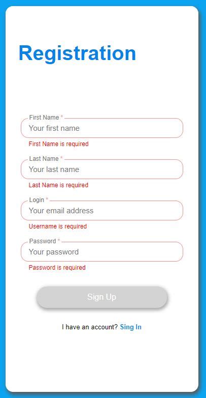angular login forms module blue design by