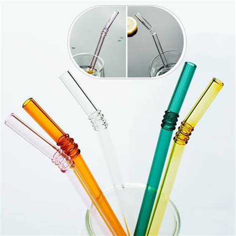 High Quality Reusable Clear Glass Straw Cocktail Milk Tea Crystal Bent