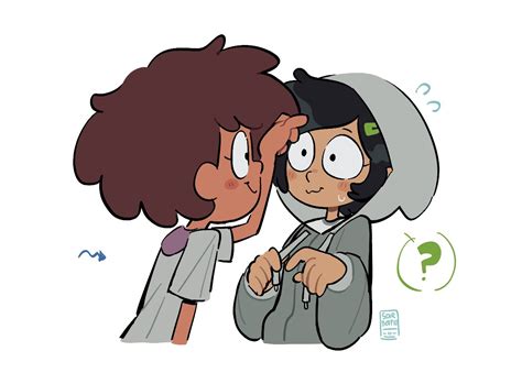 Safebooru 2girls Amphibia Anne Boonchuy Black Hair Blush Brown Hair