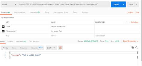 python flask rest api returns 400 on post stack overflow