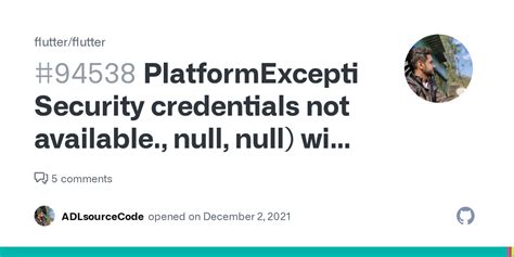 platformexception notavailable security credentials not available