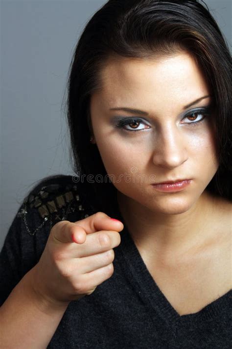 Beautiful Brunette With Hair Blowing Stock Image Image Of Cosmetics