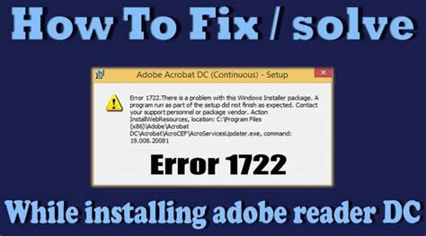 how to fix error 1722 while installing adobe reader adobe reader
