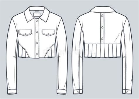 Women S Cropped Jacket Technical Fashion Illustration Stock Vector