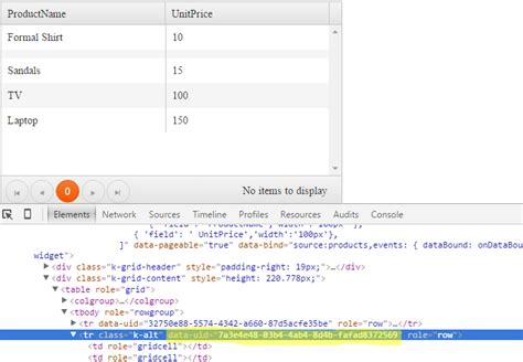hide the rows and columns in kendo grid using jquery