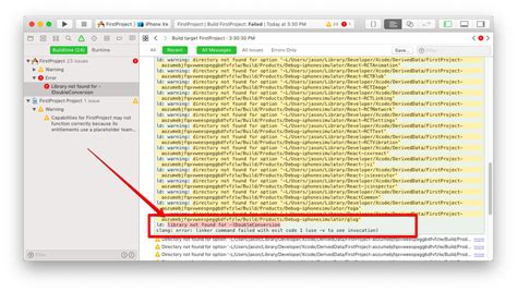 using react native init a new ios app can t build in xcode build