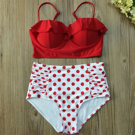 Ruffle Bandeau Bikini Set Strapless Frill Ribbed Bikini 2018 Solid