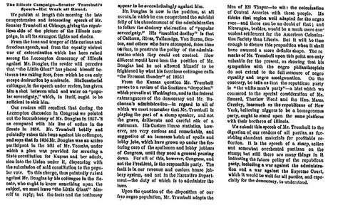 “the Illinois Campaign ” New York Herald August 13 1858 House Divided