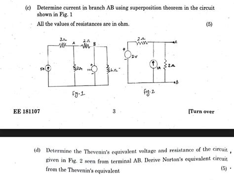 Solved C Determine Current In Branch Ab Using