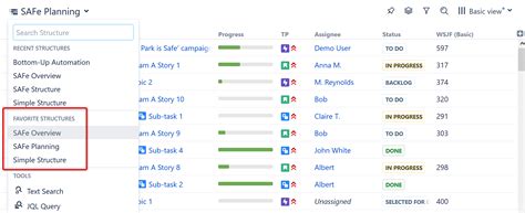 favorite structures structure for jira version 5 4 alm works