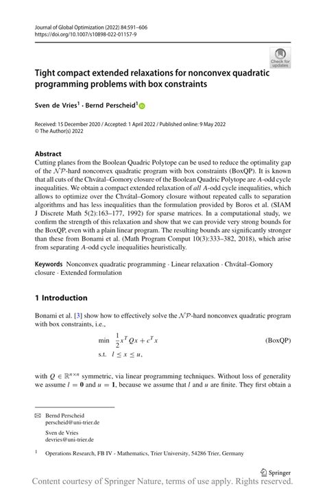 pdf tight compact extended relaxations for nonconvex quadratic