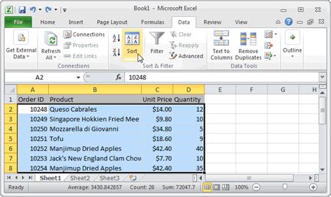 ms excel 2010 sort data in alphabetical order based on 2