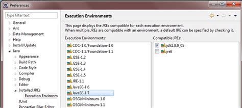 java eclipse workspace jre doesn t match any