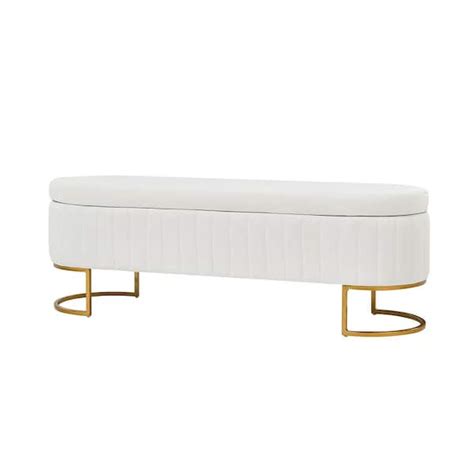 Jayden Creation Hilario Ivory 55 5 W Storage Bench With Internal