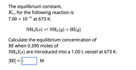Solved The Equilibrium Constant Kc For The Following