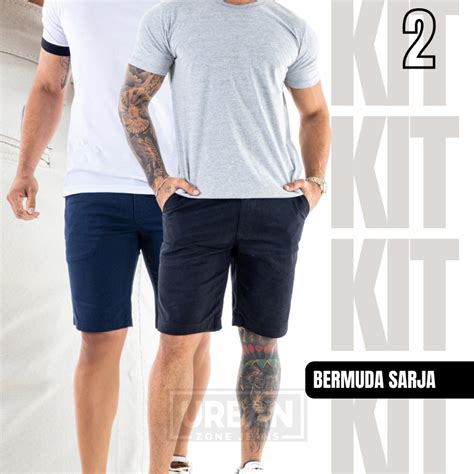 Kit 2 Bermudas Masculinas Sarja Urban Zone Jeans Slim Esporte Fino
