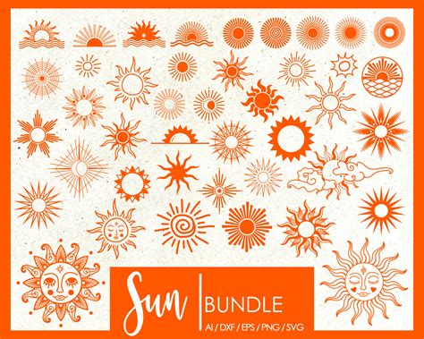 Sun Svg Bundle Sun Clipart Sun Vector Sun Cricut Sun Cut File Sun