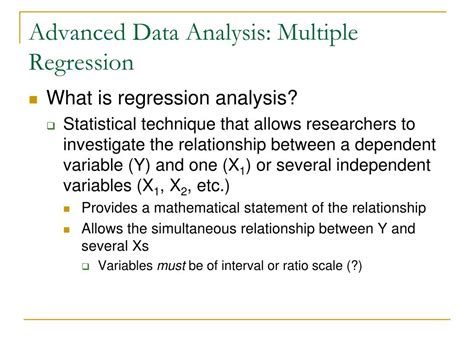 Ppt Advanced Data Analysis Multiple Regression Powerpoint