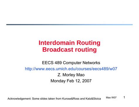 Pdf Interdomain Routing Broadcast Routing Eecs Michigan · Mao W07