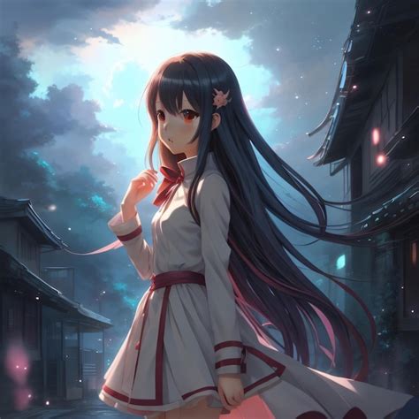 Premium Ai Image Anime Girl In A White Dress With A Bow On Her Head