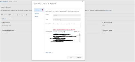 azure devops team services pick list custom field limit