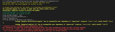 typescript version problem while updating angular 8 to angular 9