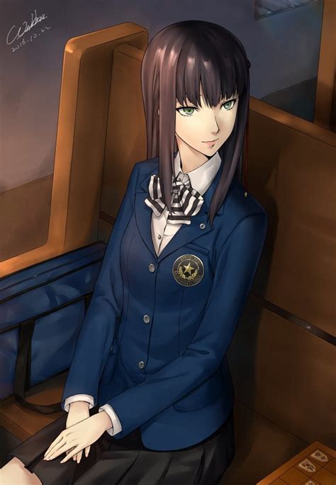 Safebooru 1girl Bag Black Skirt Blazer Blue Jacket Board Game Bow