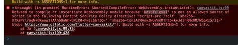 [web] csp canvaskit uses unsafe eval · issue 127658 · flutter