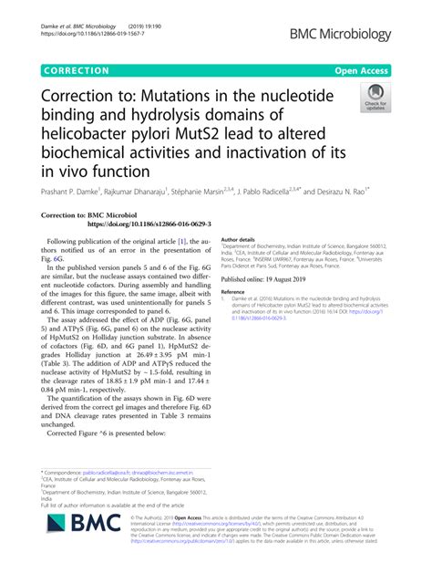 Pdf Correction To Mutations In The Nucleotide Binding And Hydrolysis