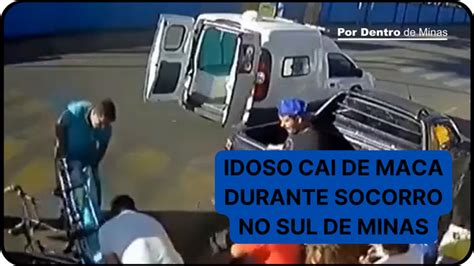 Idoso Cai De Maca Enquanto é Socorrido Por Enfermeiros Após Passar Mal