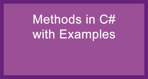 working with csharp methods programming pseudocode example c