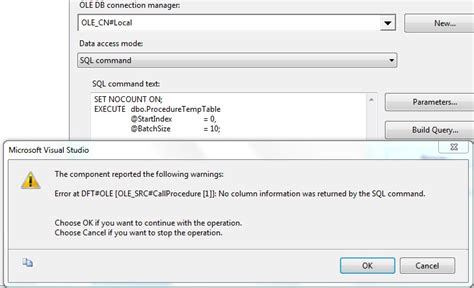 using sql server stored procedures in ssis data flow