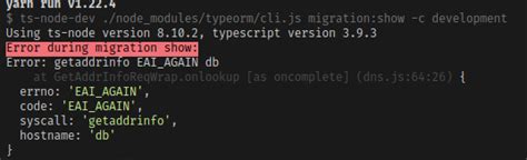 error getaddrinfo eai again connect db with docker