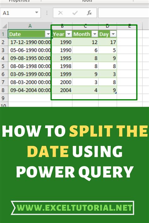how to split the date using power query in 2020 excel tutorials