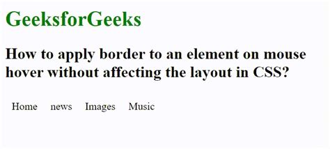 how to add border to an element on mouse hover using css geeksforgeeks