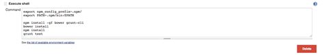 javascript npm not found when setting up jenkins server