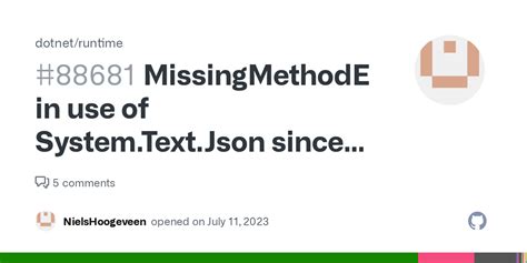 missingmethodexception in use of system text json since 8 0 0 preview 6