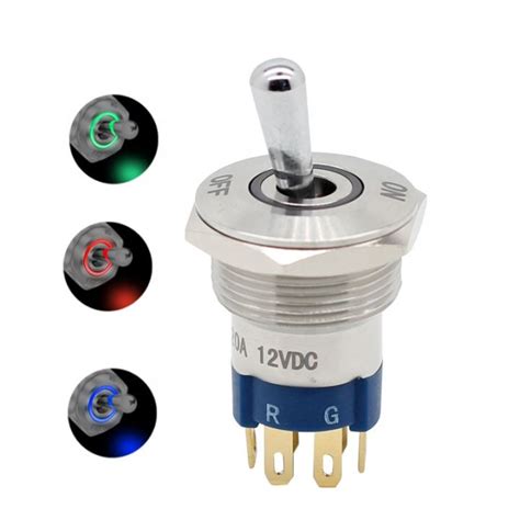 1 แพ็ค 12 โวลต์กันน้ำ Push Button Toggle Switch 12v Lighted Rgb