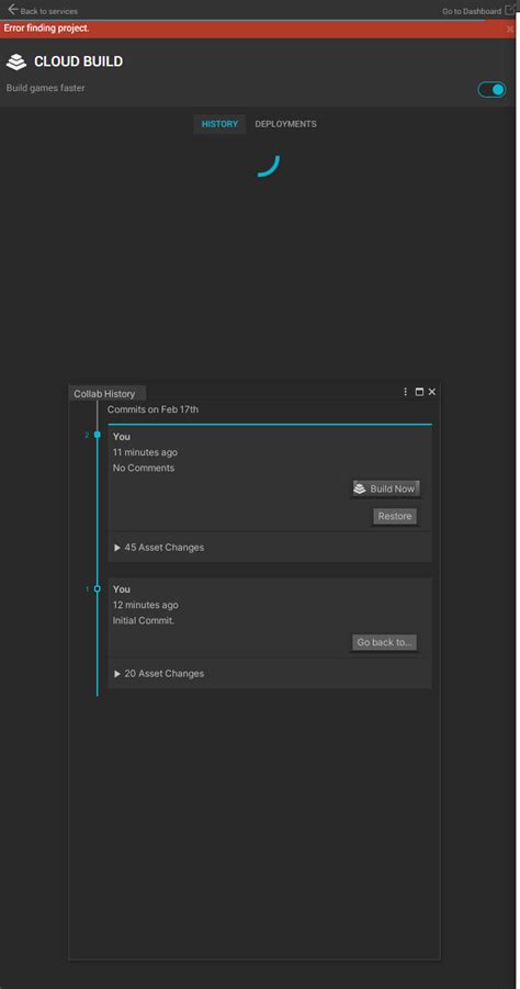unity cloud build error finding project using collaborate unity forum